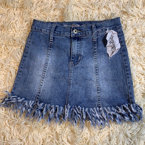 So Nikki | Bottoms | Nwtso Nikki Fringe Denim Skirt | Poshmark